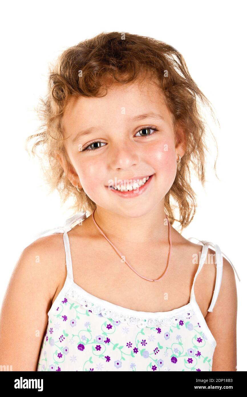 smiling girl on a white background Stock Photo - Alamy