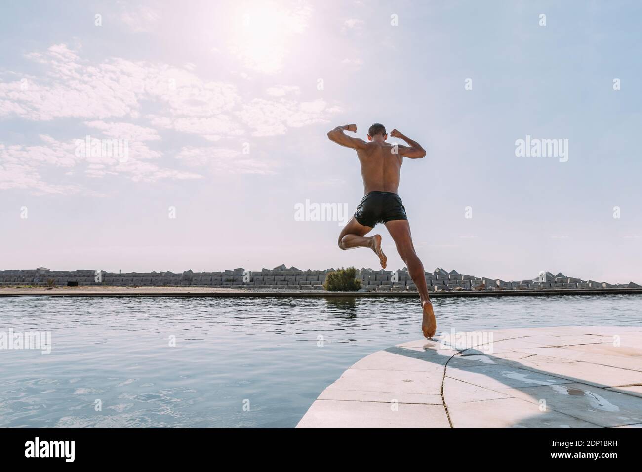 Young man jumps from back hi-res stock photography and images - Alamy