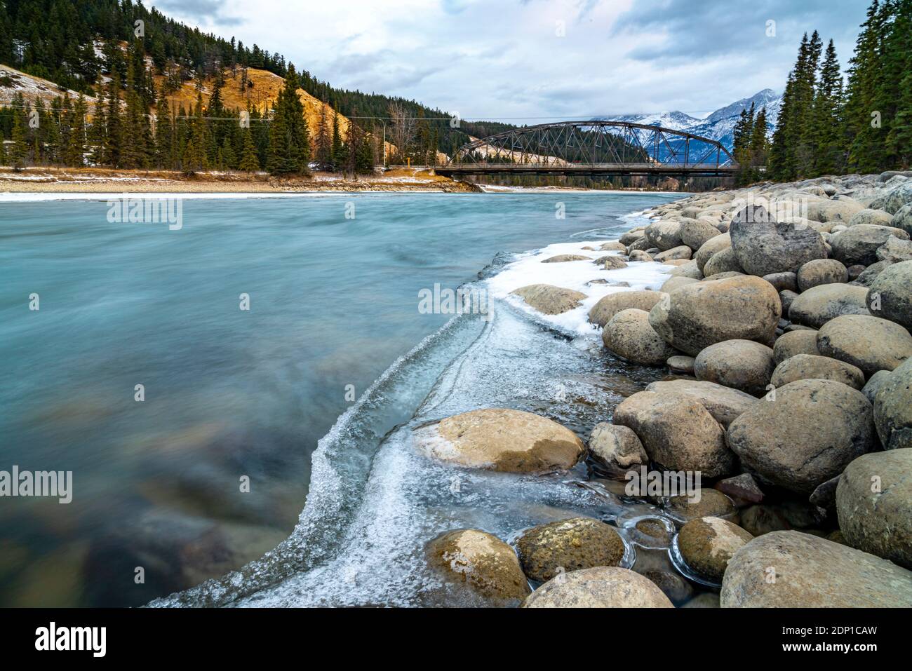 Old Bridge Over Athabasca River In Jasper National Park Stock Photo - Alamy
