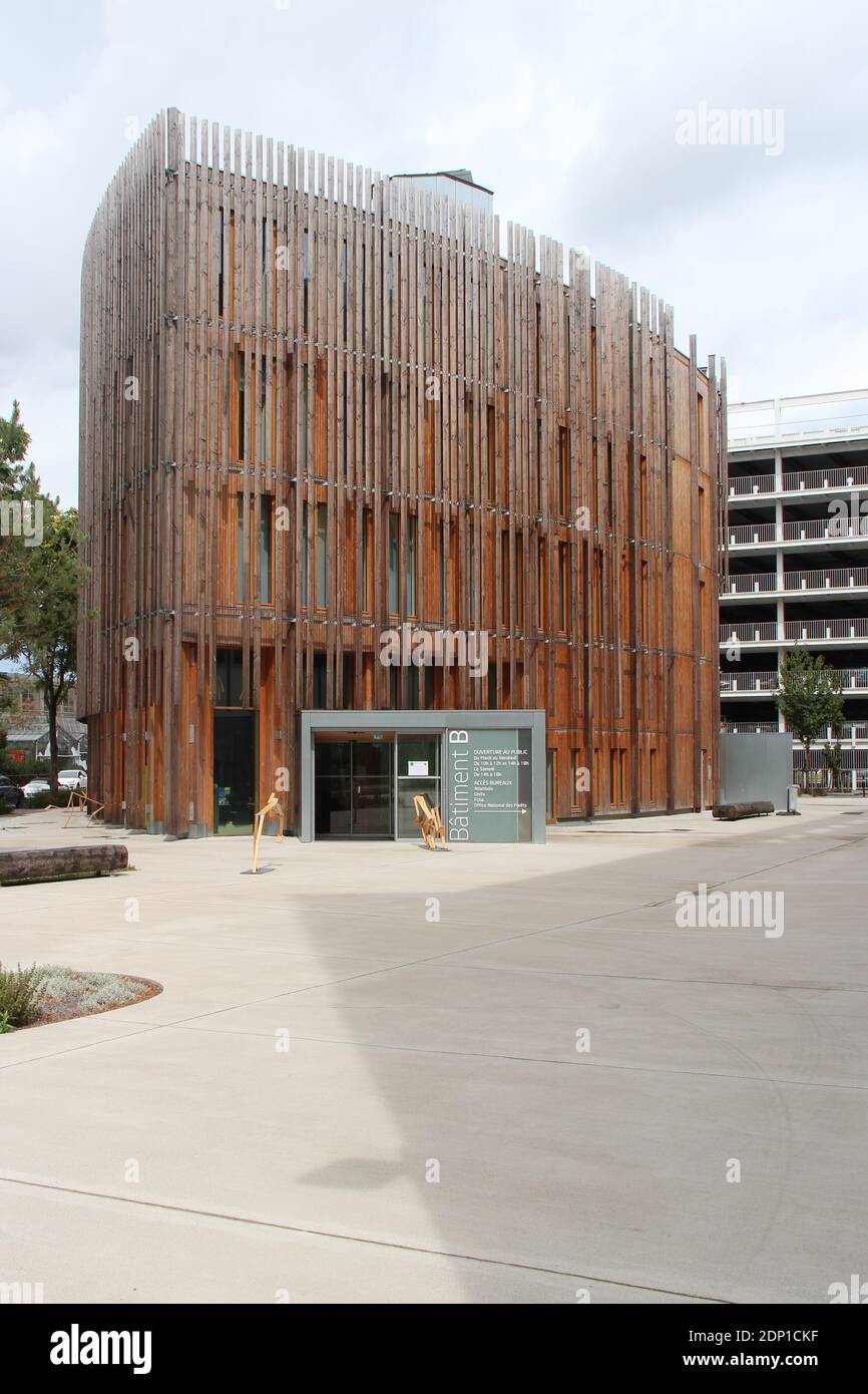modern wood building in nantes in france Stock Photo - Alamy