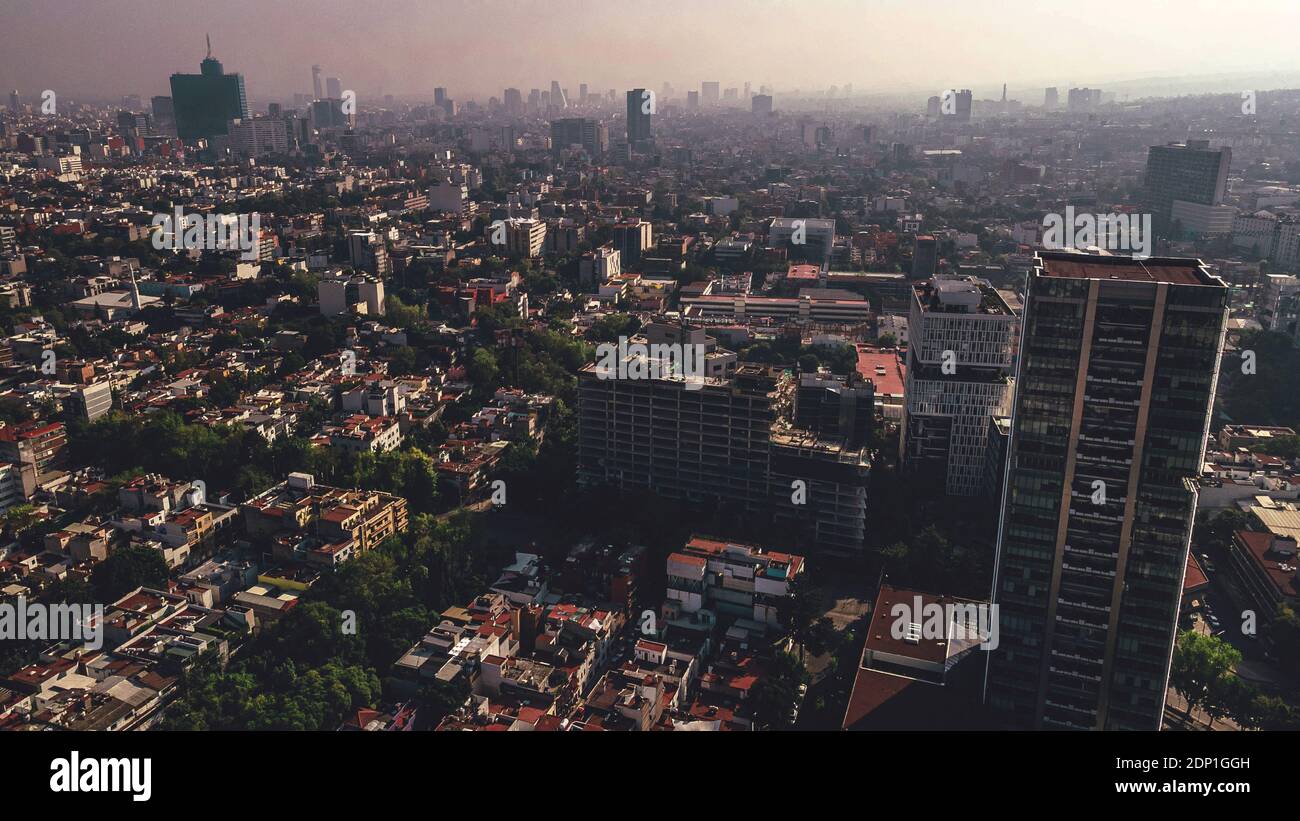 Drone view Above Mexico City Stock Photo - Alamy