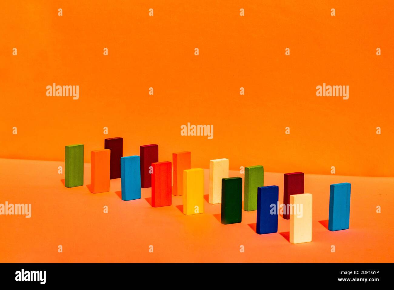 Variation of rectangular construction blocks arranged in a line on ...