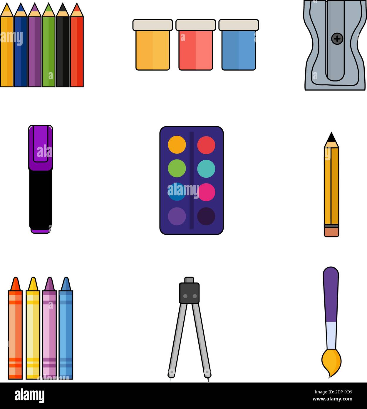 Set group of tools back to school picture icon - Vector Stock Vector ...