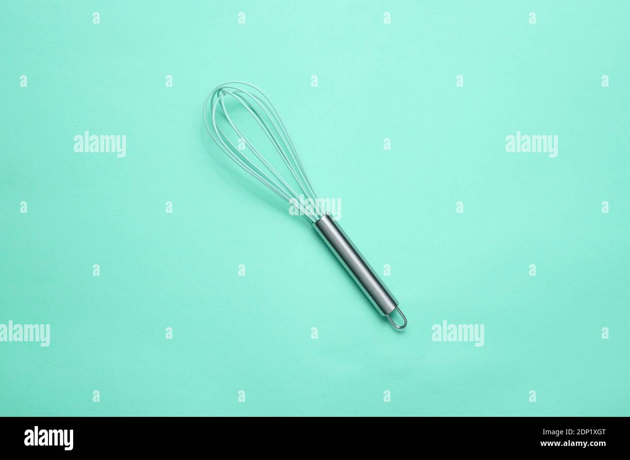 Kitchen corolla on blue pastel background. Top view, cooking concept ...