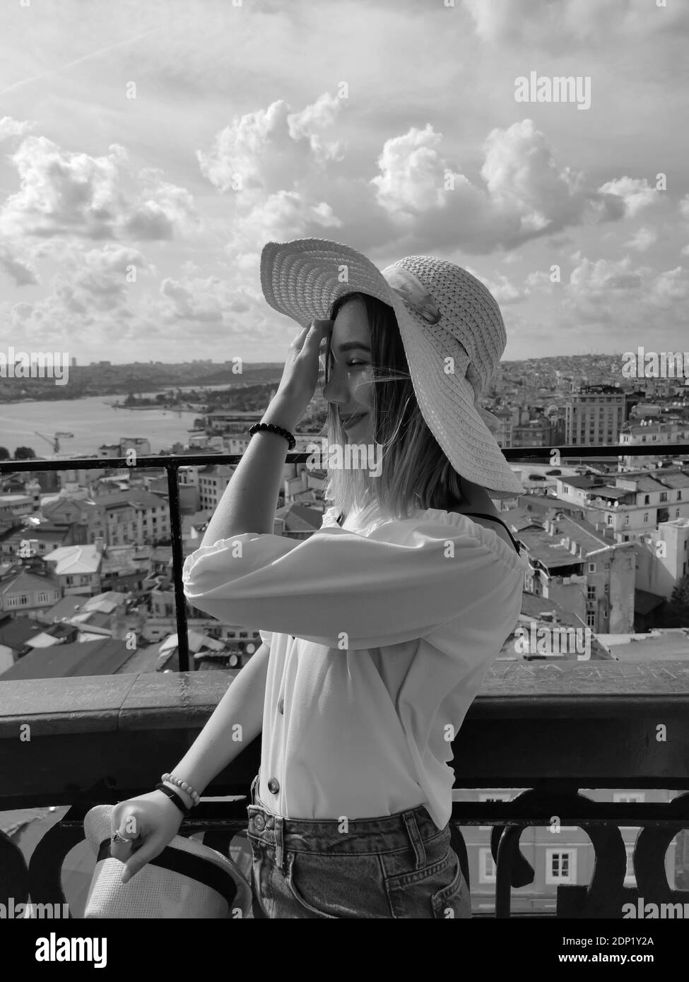 Person balcony view Black and White Stock Photos & Images - Alamy