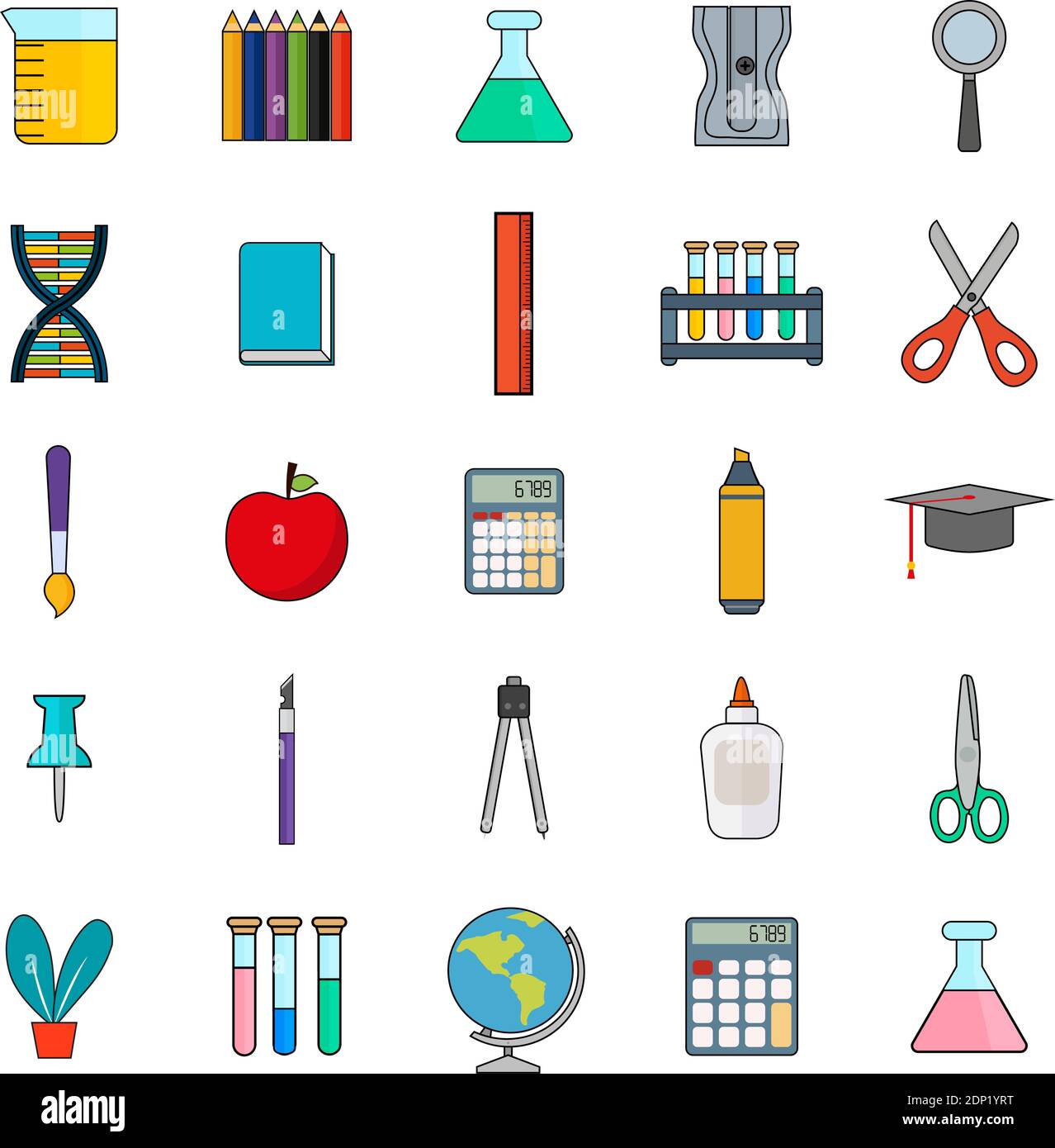 Set group of tools back to school picture icon - Vector Stock Vector ...