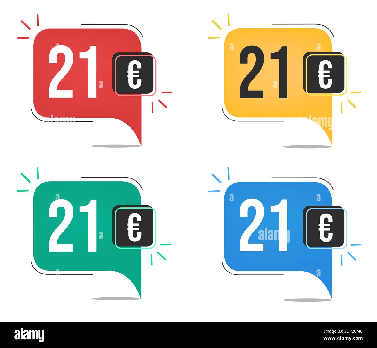 21 euro price. Yellow, red, blue and green currency tags with balloon ...