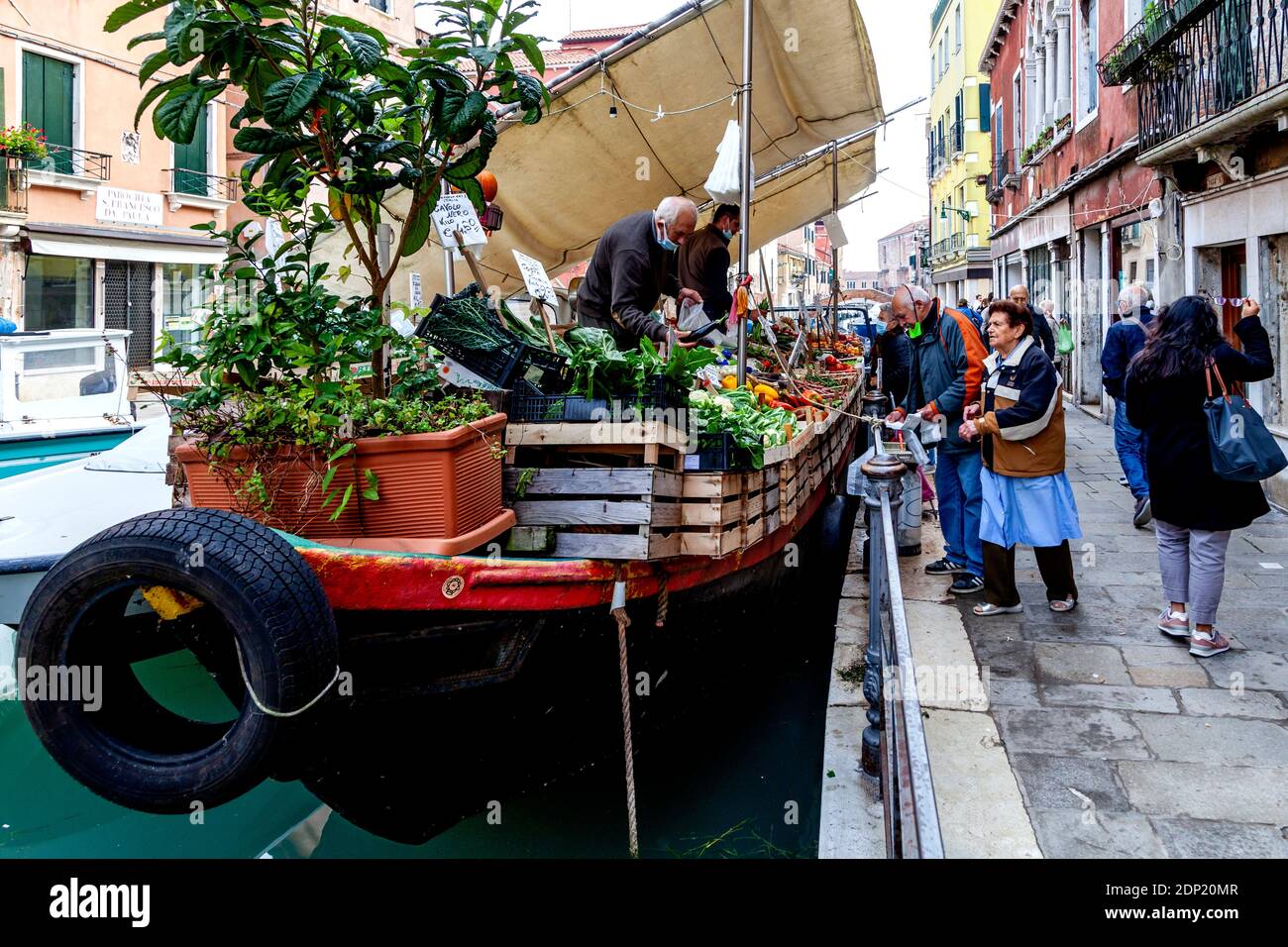 Local People Buying Fresh Fruit and Vegetables From A Mobile Barge In ...