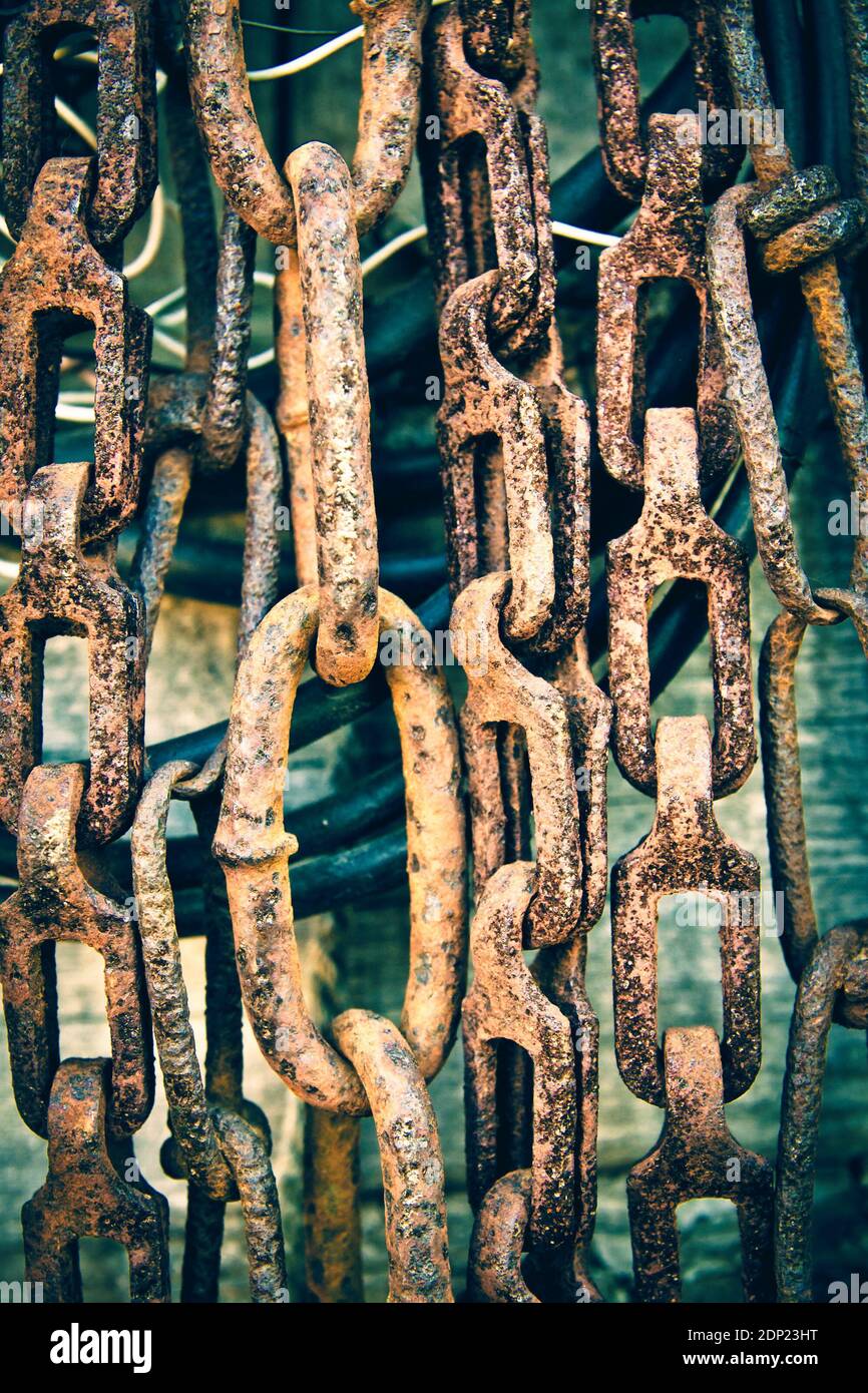 background made of old rusty chains Stock Photo - Alamy