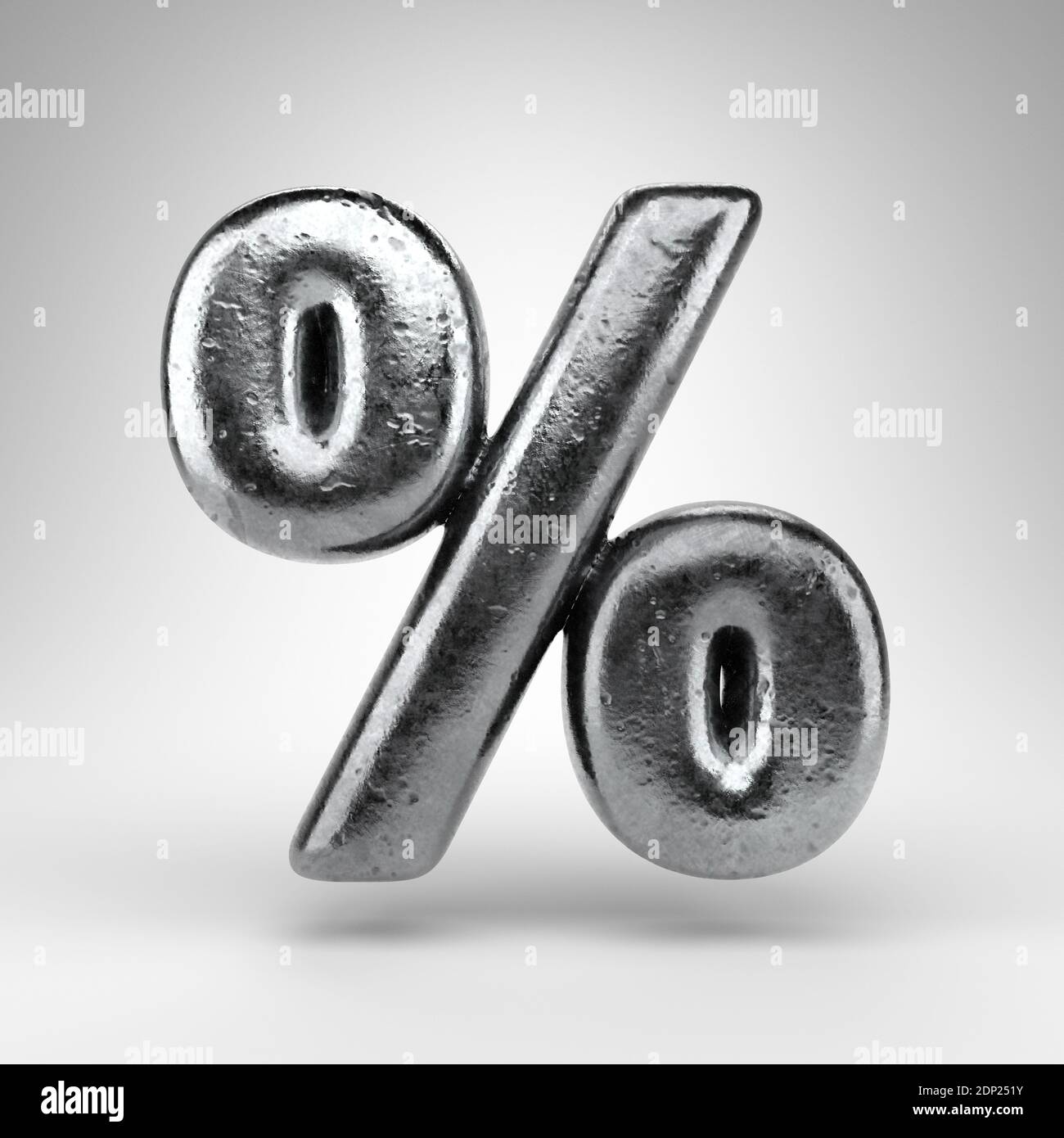 Percent symbol on white background. Iron 3D rendered sign with gloss ...