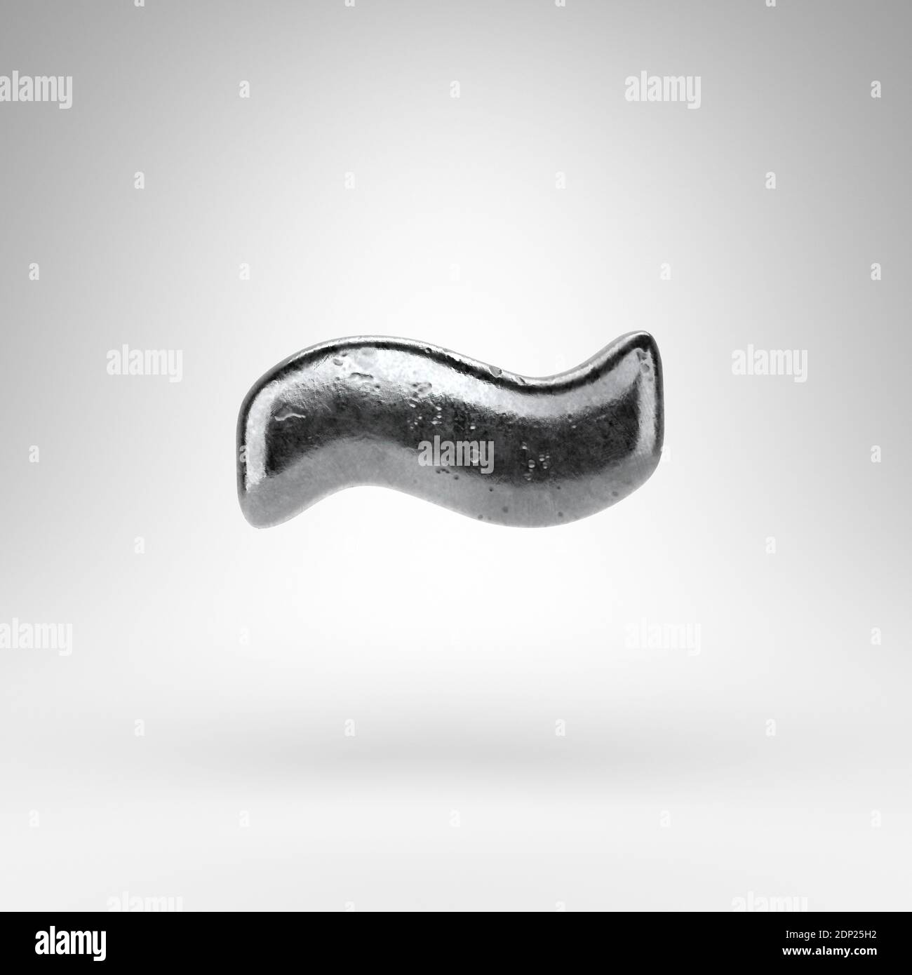 Tilda symbol on white background. Iron 3D rendered sign with gloss ...
