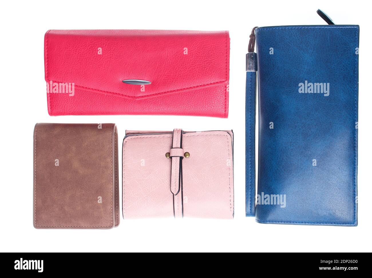 Different fashion leather wallets isolated on white background Stock ...