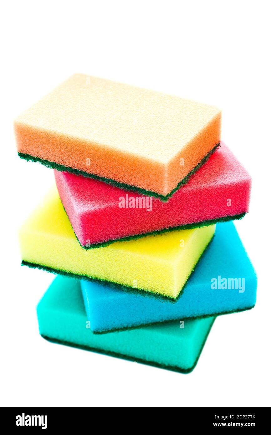 color sponges isolated on a white background Stock Photo - Alamy