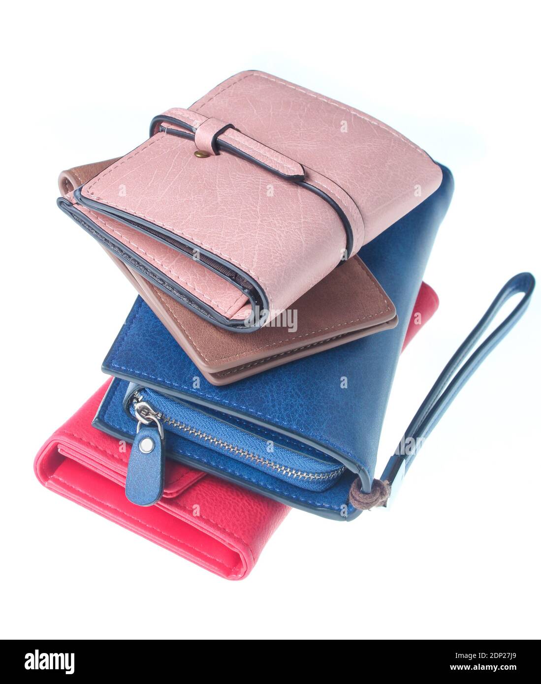 Stack of leather wallets isolated on white background Stock Photo - Alamy