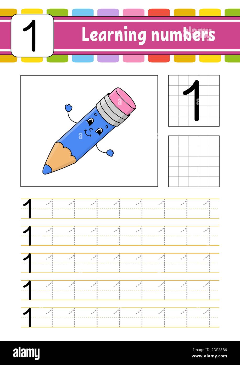 Trace and write. Handwriting practice. Learning numbers for kids ...