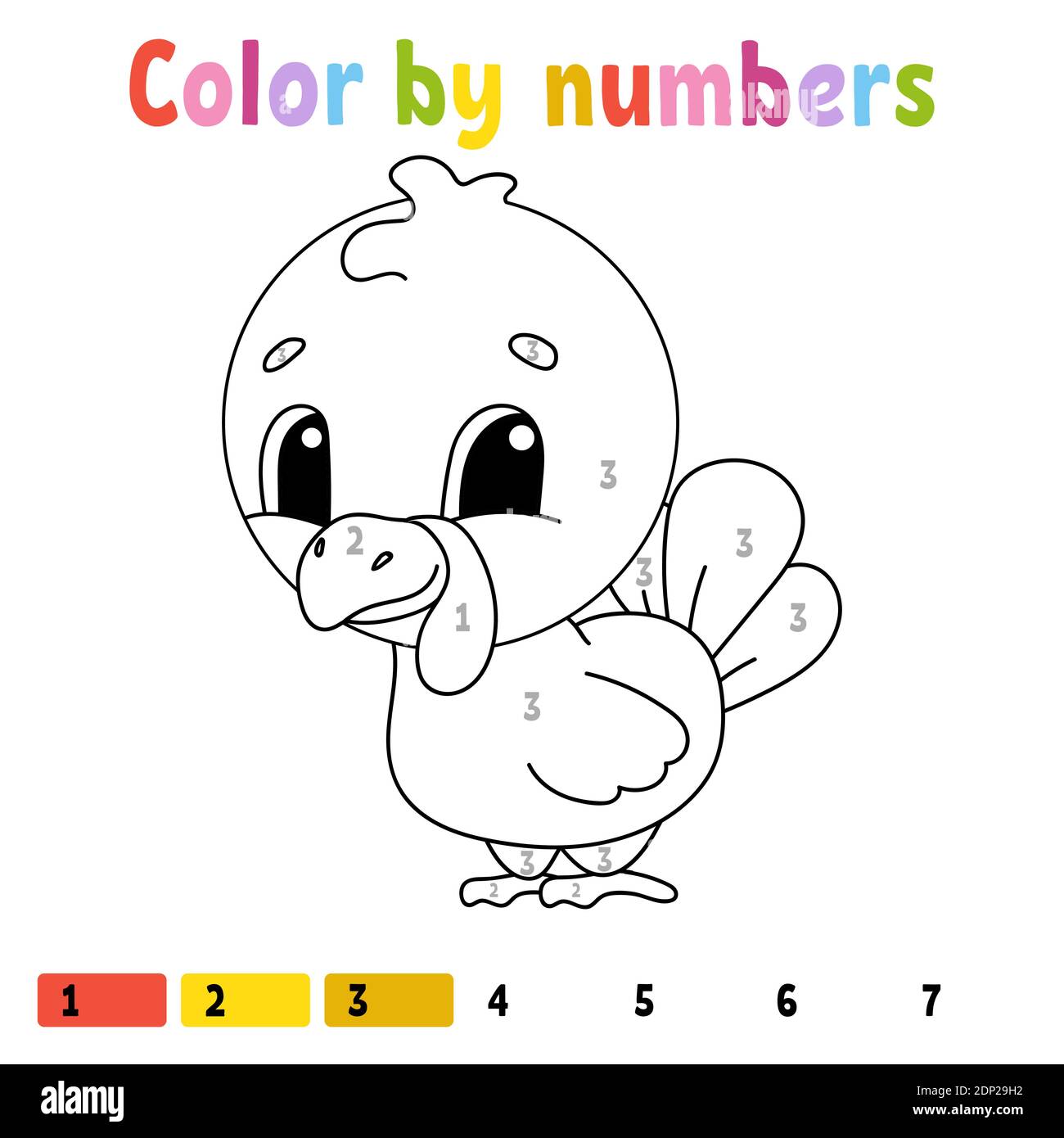 Color by numbers. Coloring book for kids. Cheerful character. Vector ...
