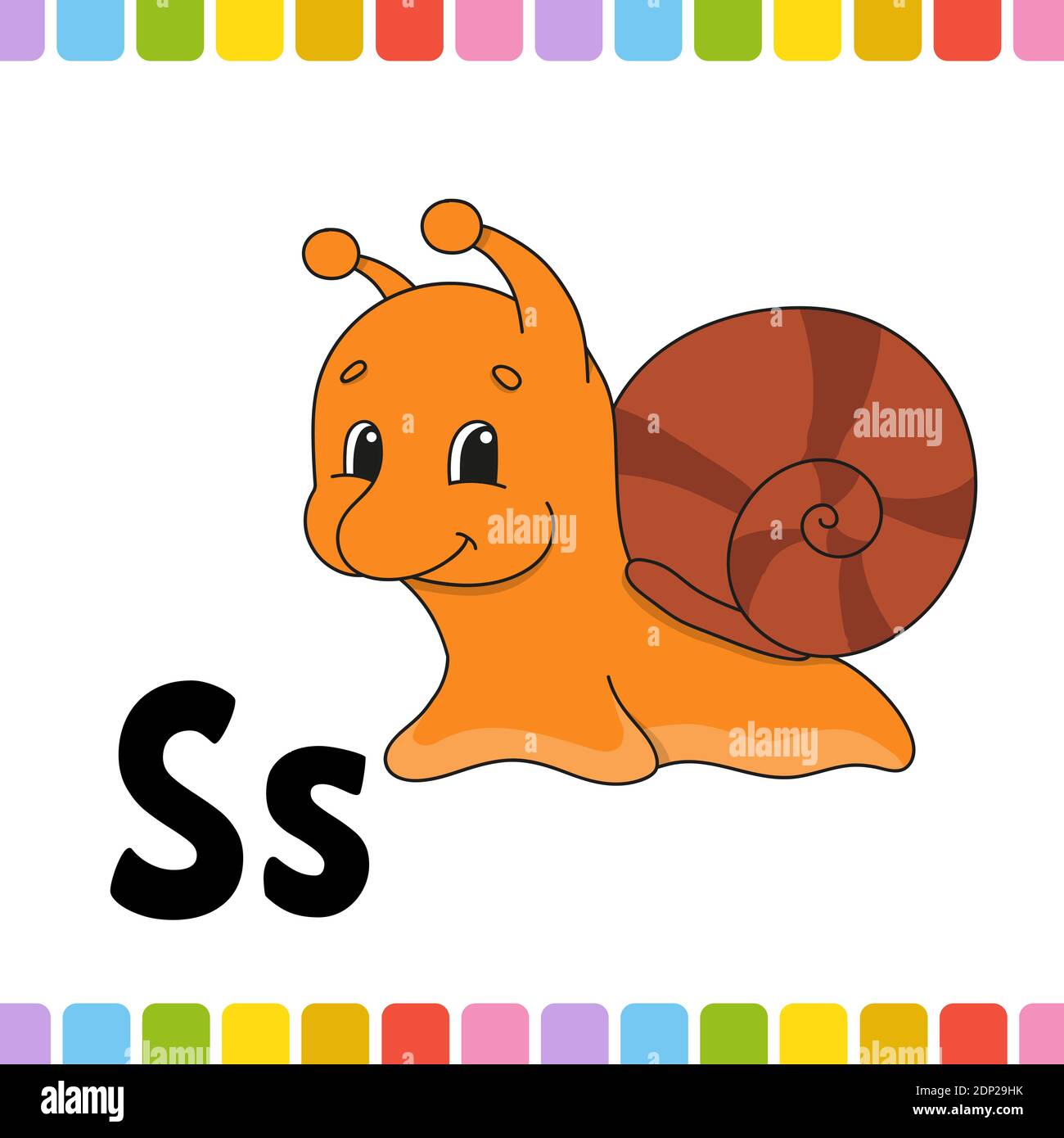 Funny alphabet. ABC flash cards. Cartoon cute character isolated on ...