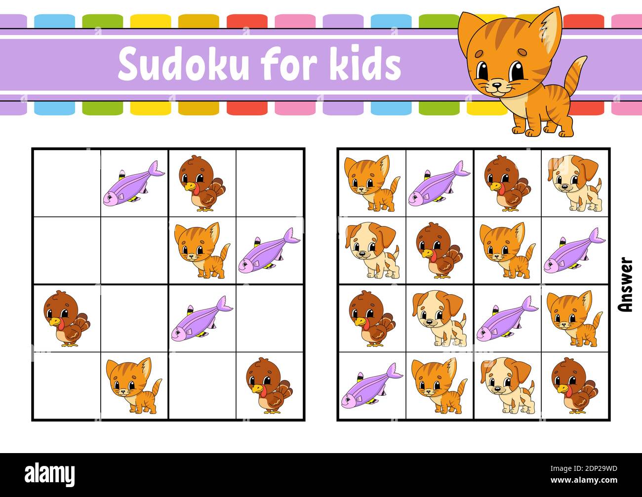 Sudoku for kids. Education developing worksheet. Activity page with ...