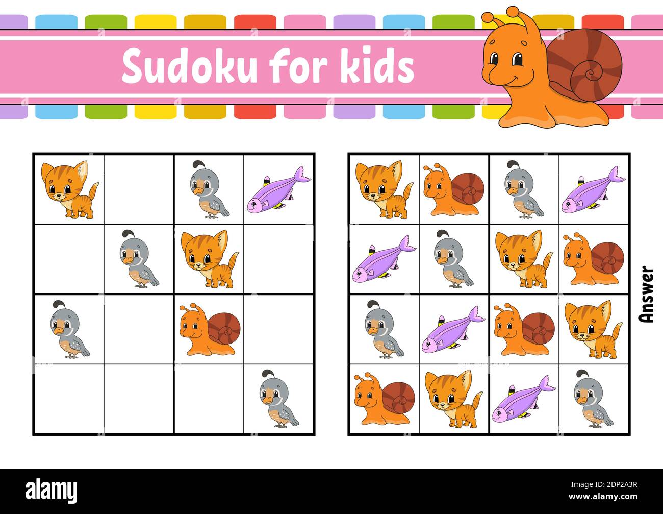 Sudoku for kids. Education developing worksheet. Activity page with ...