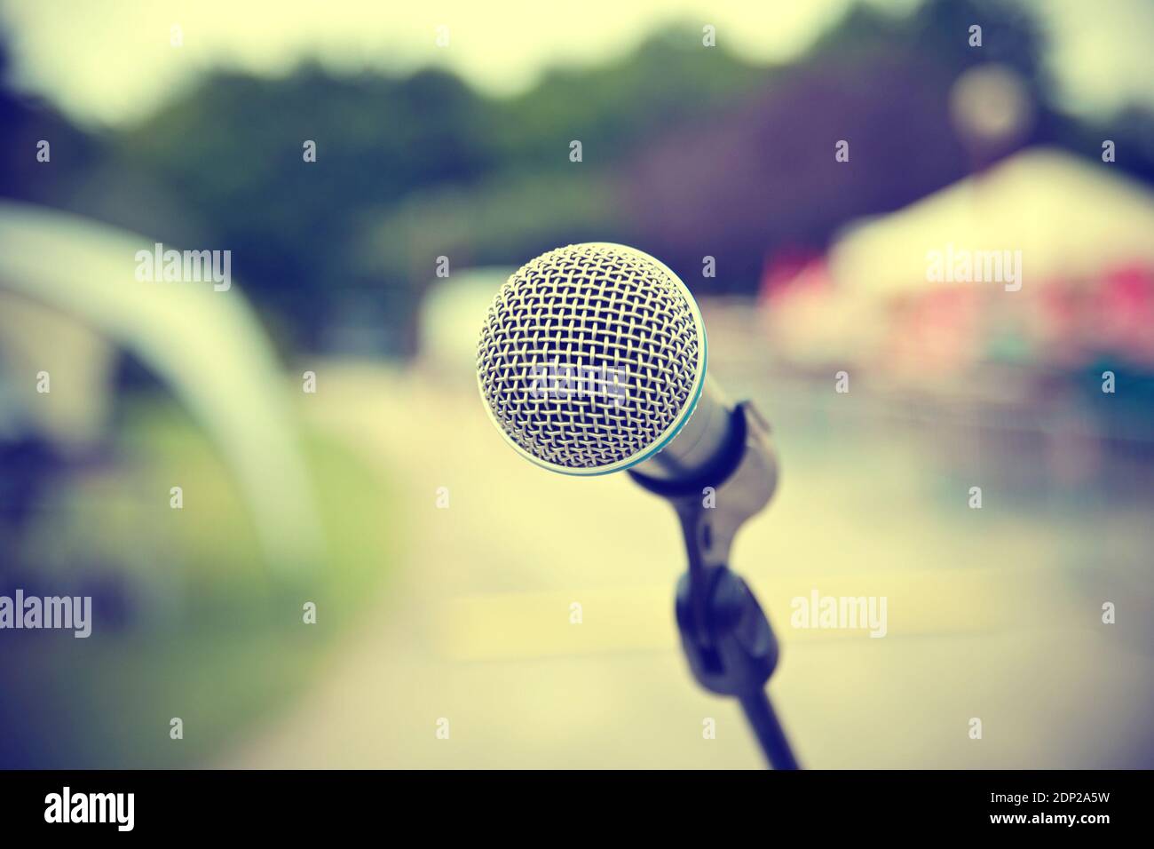 microphone on a stand outdoors Stock Photo - Alamy