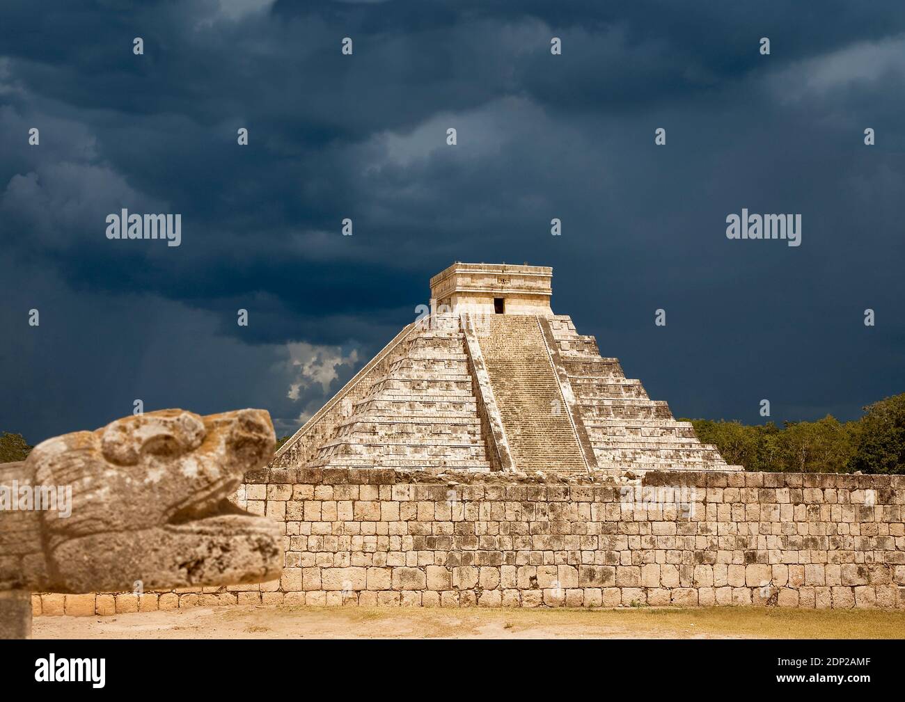 El Castillo or Temple of Kukulcan, the iconic step pyramid at Chichen ...