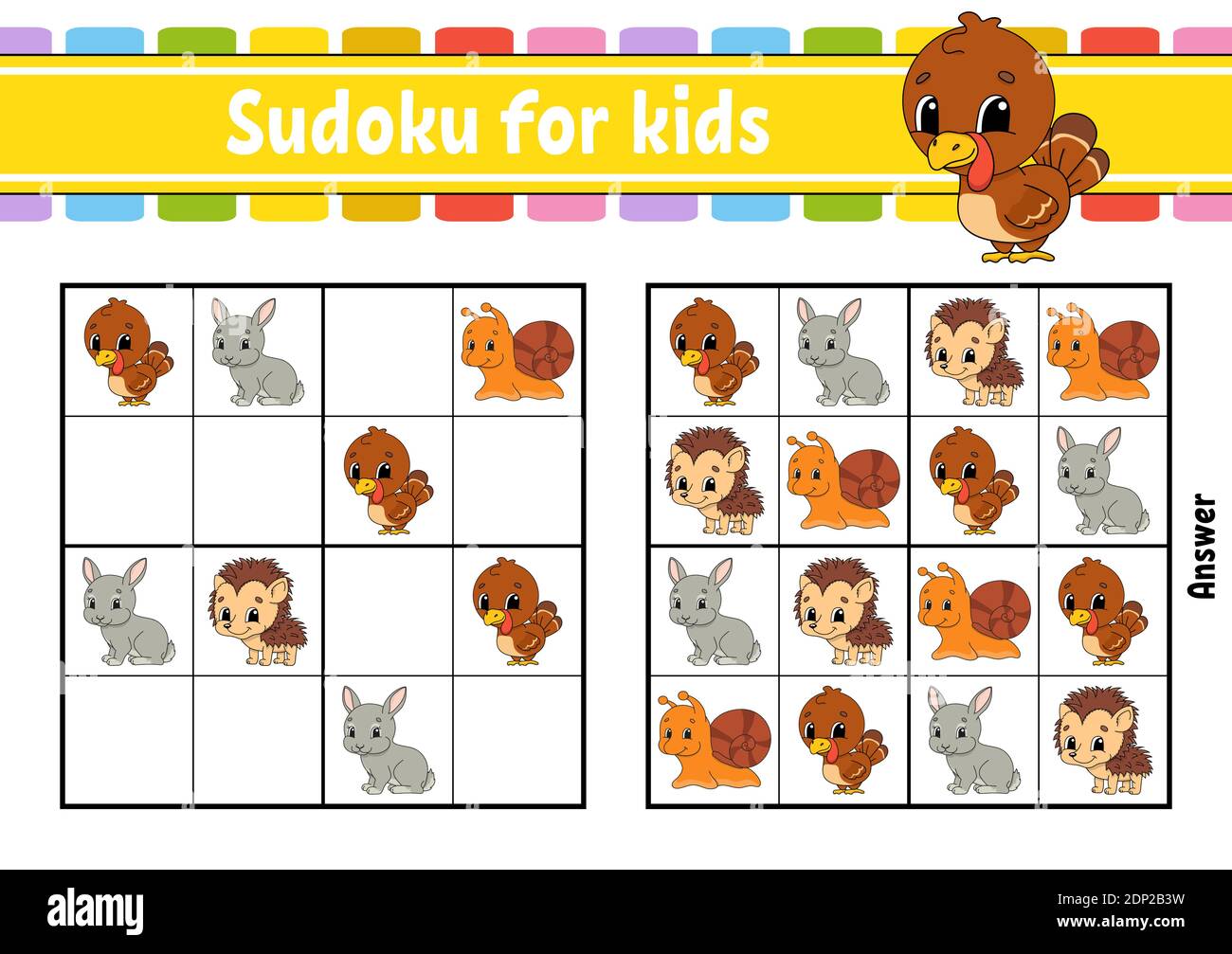 Sudoku for kids. Education developing worksheet. Activity page with ...