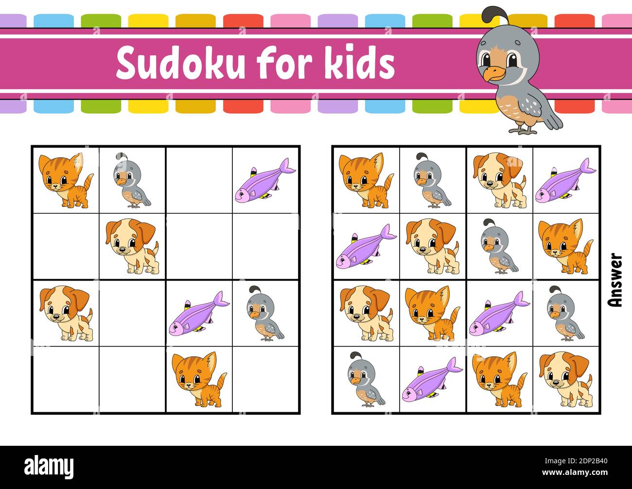 Sudoku for kids. Education developing worksheet. Activity page with ...
