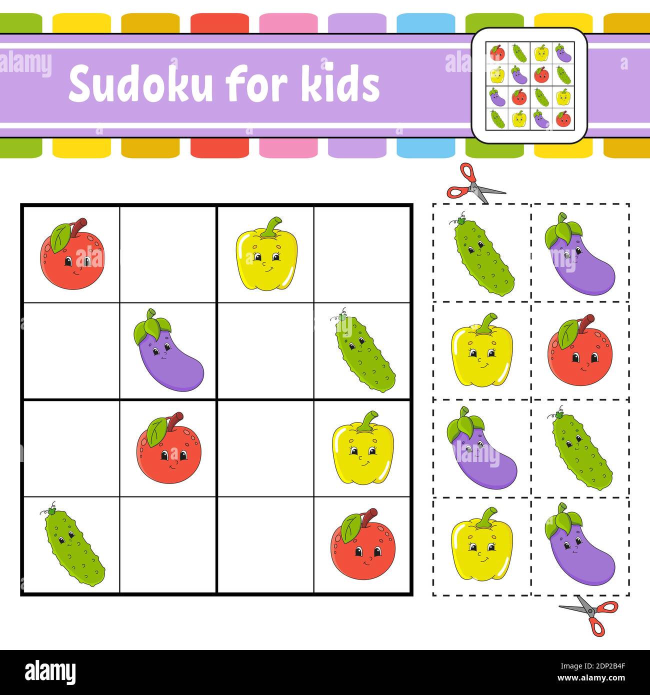 Sudoku for kids. Education developing worksheet. Activity page with ...