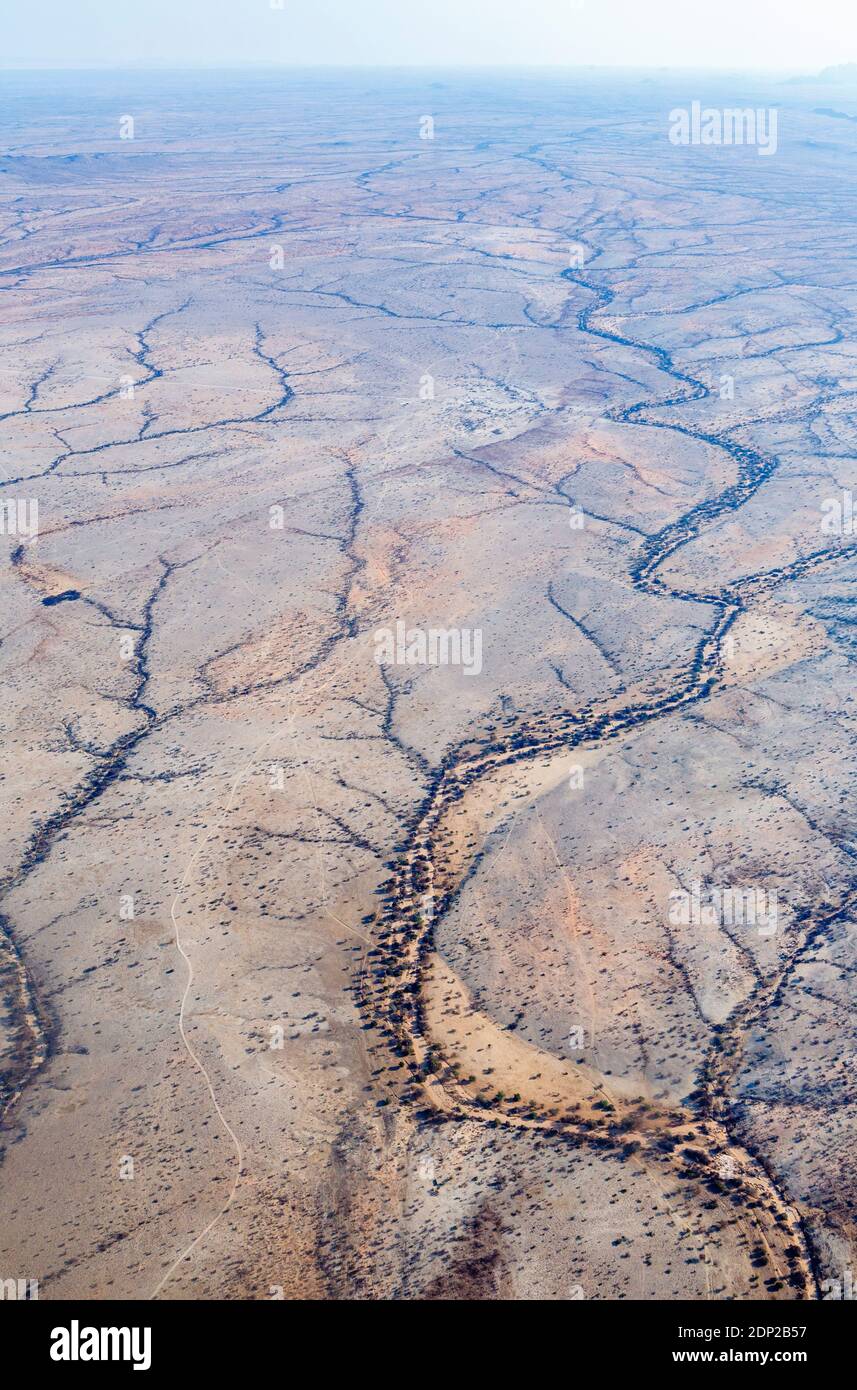Dried up riverbed in the arid Namib Desert near the Skeleton Coast in ...