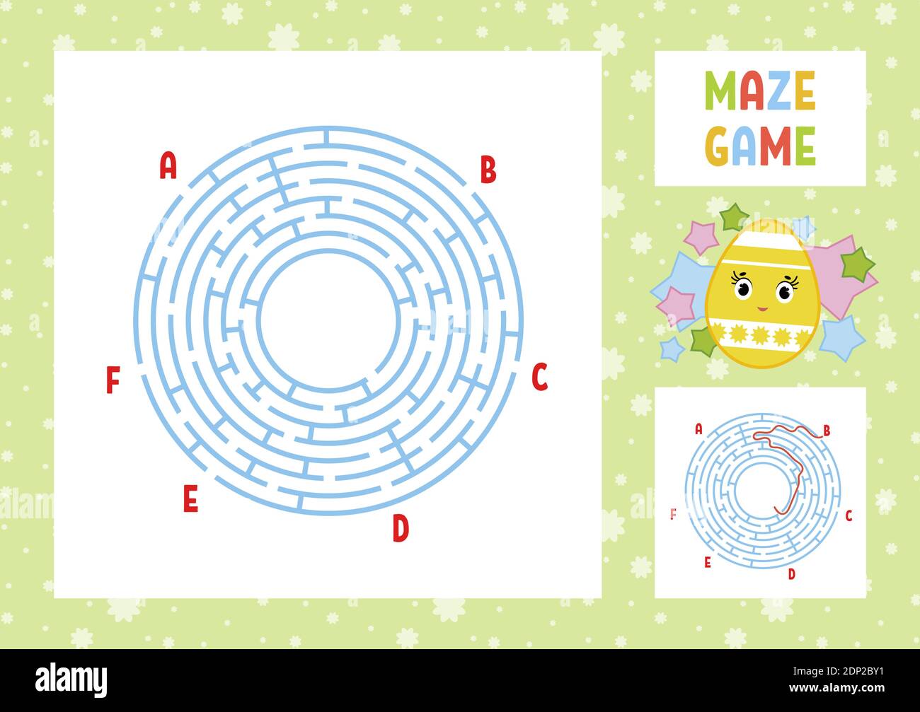 Color round labyrinth. Kids worksheets. Activity page. Game puzzle for ...
