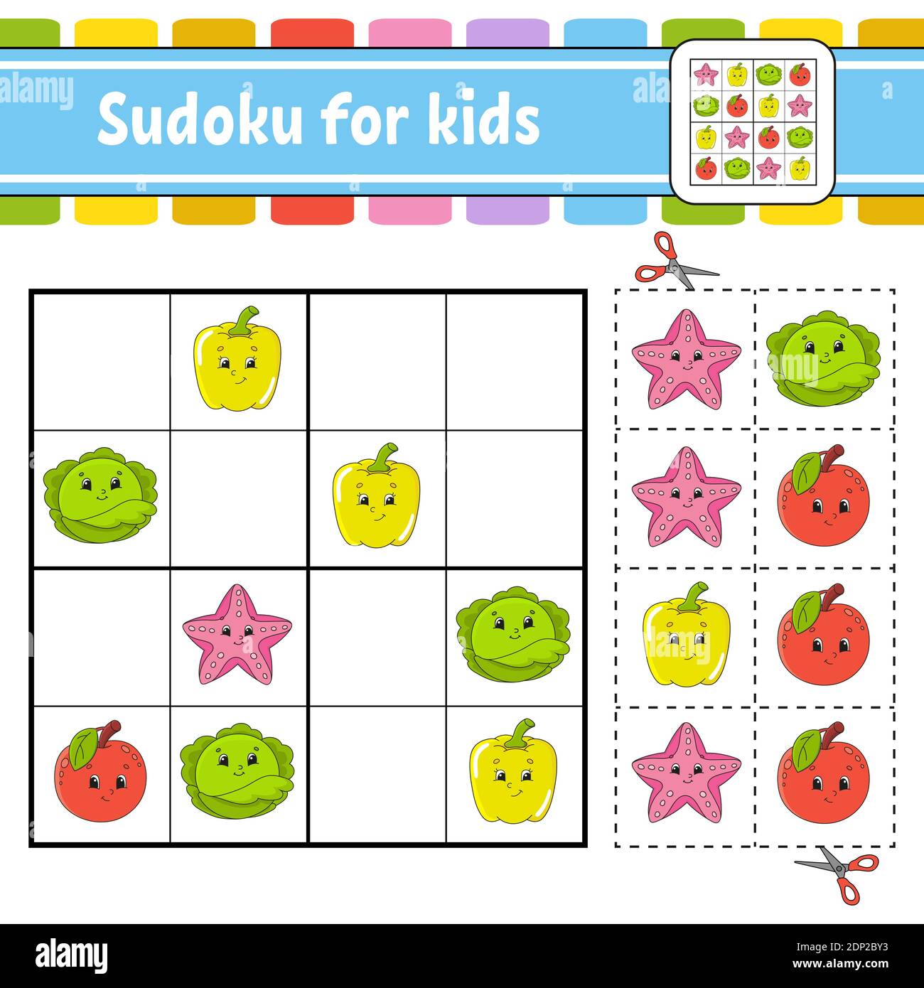 Sudoku for kids. Education developing worksheet. Activity page with ...