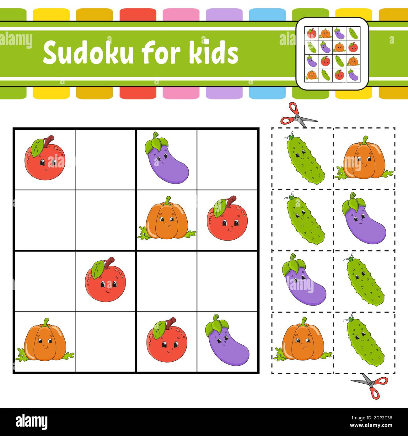 Sudoku for kids. Education developing worksheet. Activity page with ...