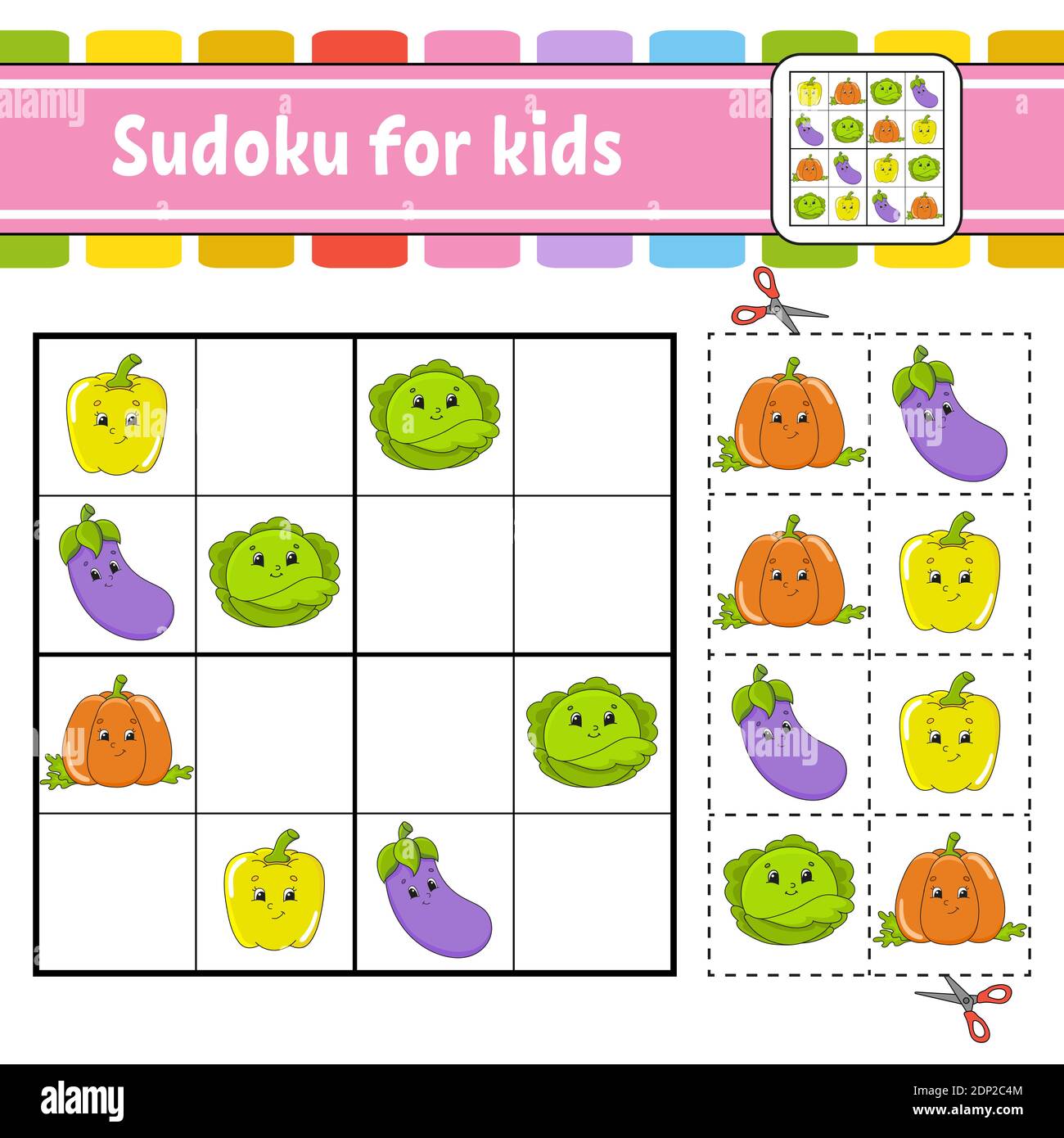Sudoku for kids. Education developing worksheet. Activity page with ...
