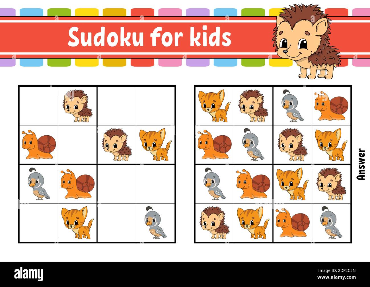 Sudoku for kids. Education developing worksheet. Activity page with ...