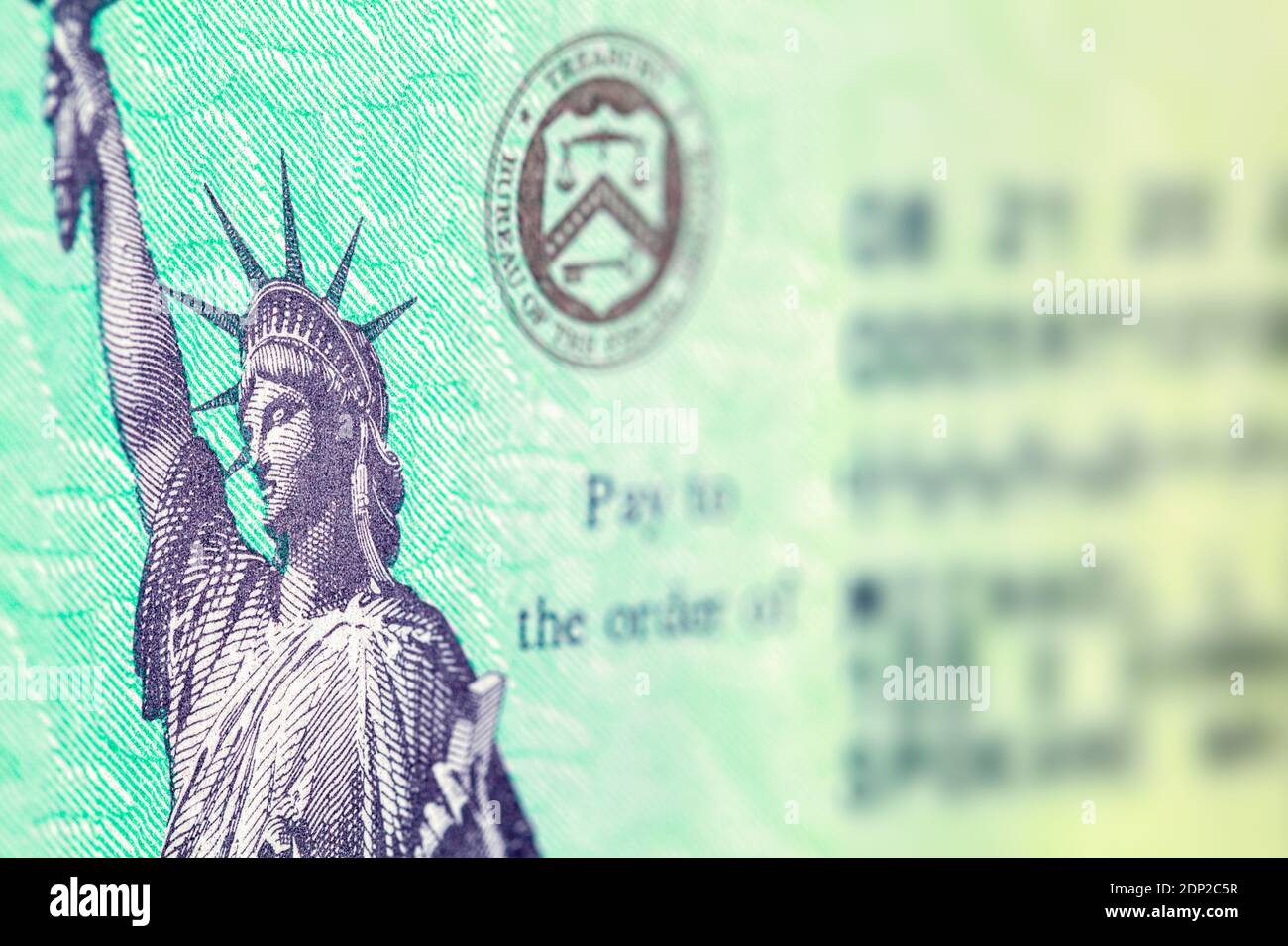 Federal Tax Refund Check Close Up of Statue of Liberty Stock Photo - Alamy