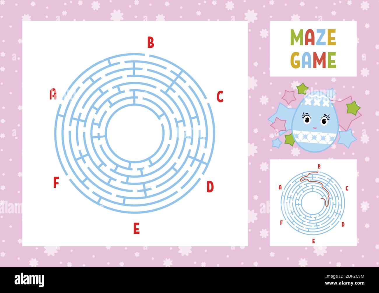Color round labyrinth. Kids worksheets. Activity page. Game puzzle for ...