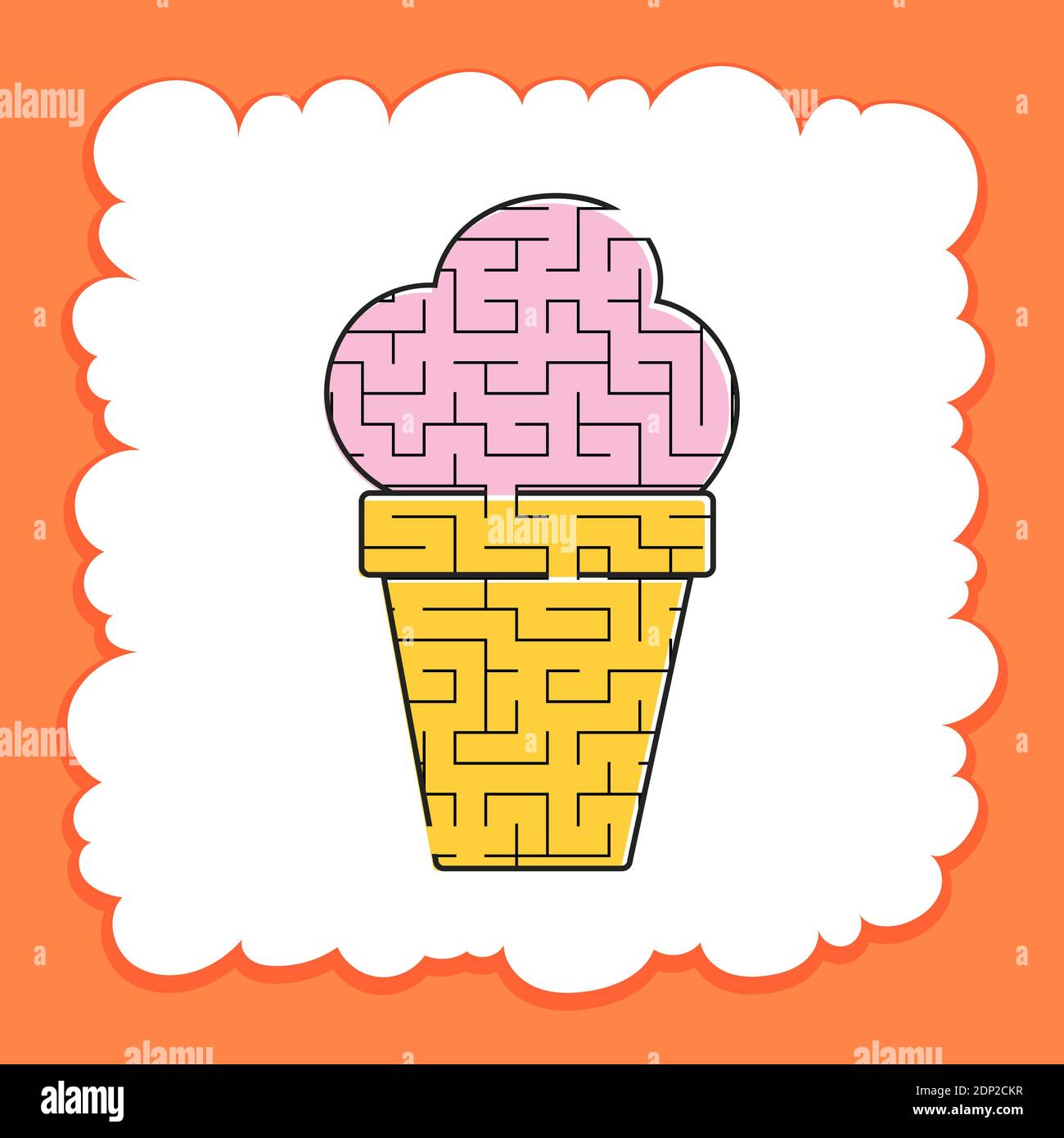 Colored labyrinth is an appetizing ice cream. Kids worksheets. Activity ...