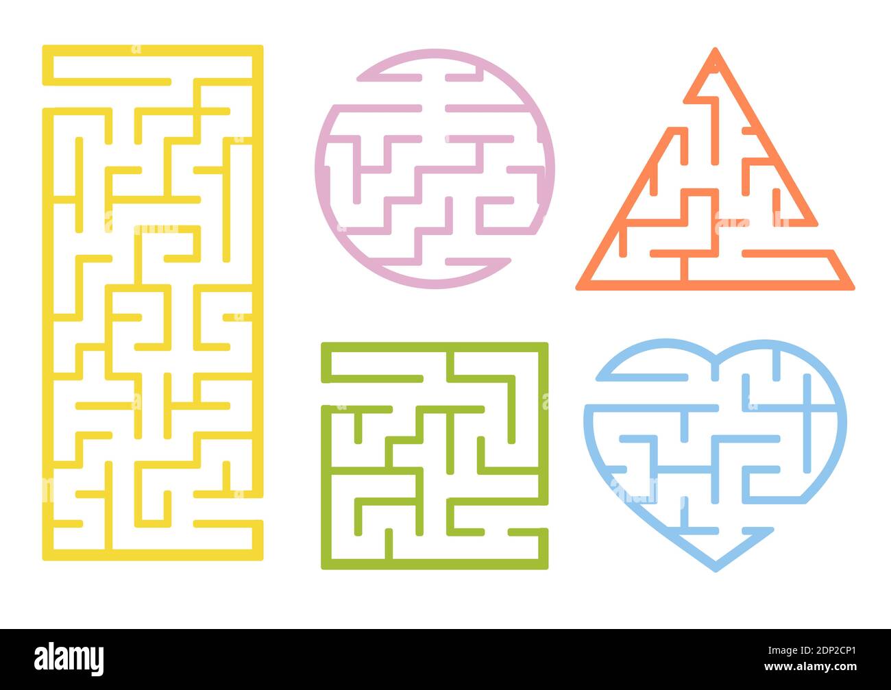 A set of mazes. Cartoon style. Visual worksheets. Activity page. Game ...