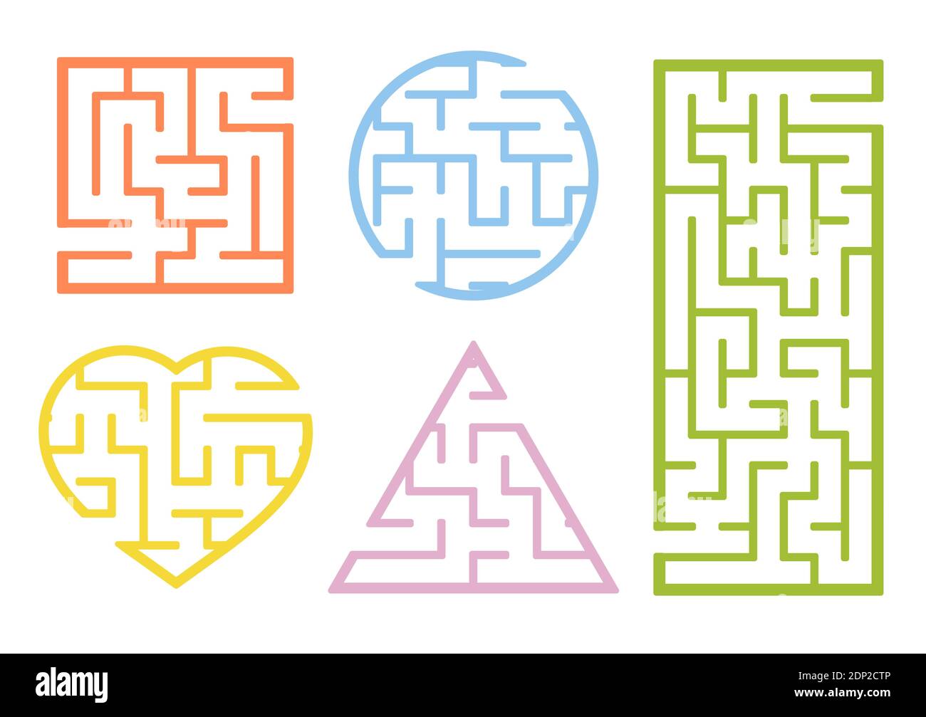 A set of mazes. Cartoon style. Visual worksheets. Activity page. Game ...