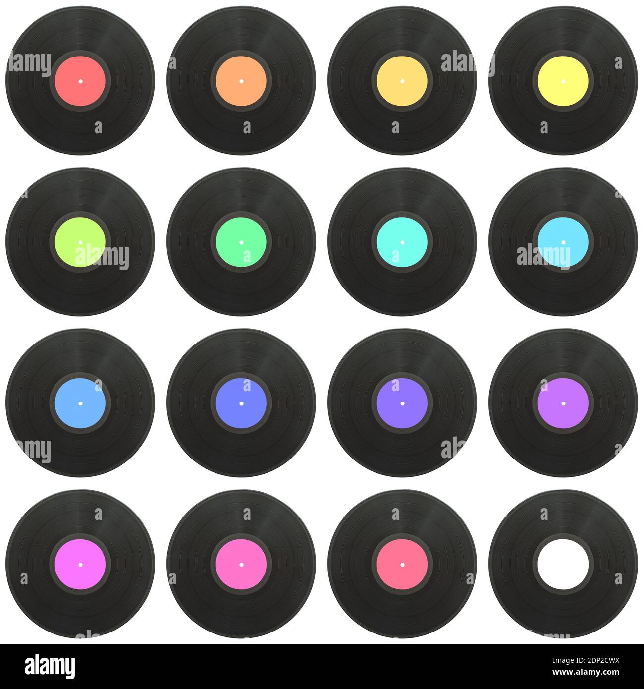 a lot of old disks with different colors isolated on white Stock Photo ...