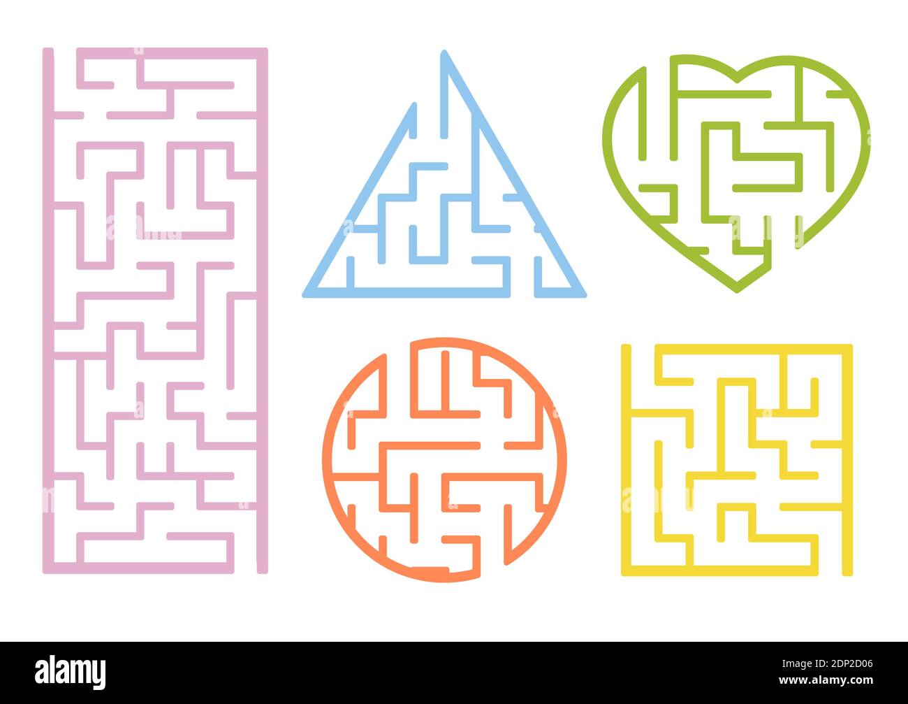 A set of mazes. Cartoon style. Visual worksheets. Activity page. Game ...