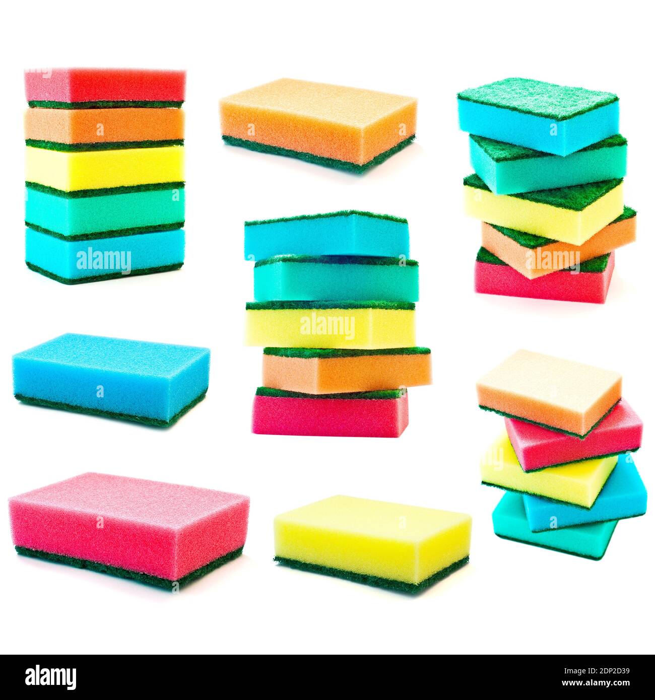 set of color sponges isolated on a white background Stock Photo - Alamy