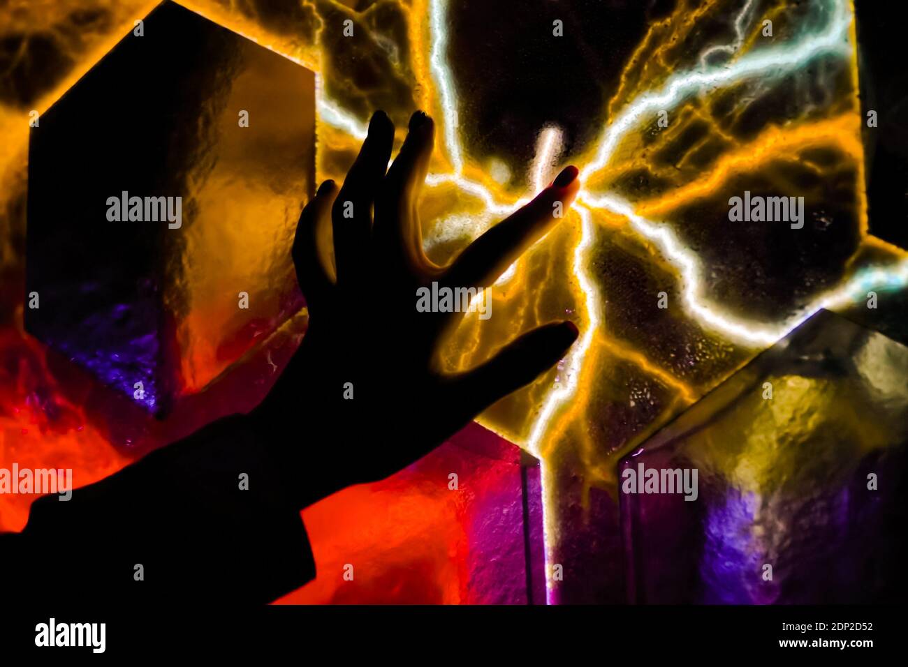 Hand woman touching light ray hi-res stock photography and images - Alamy