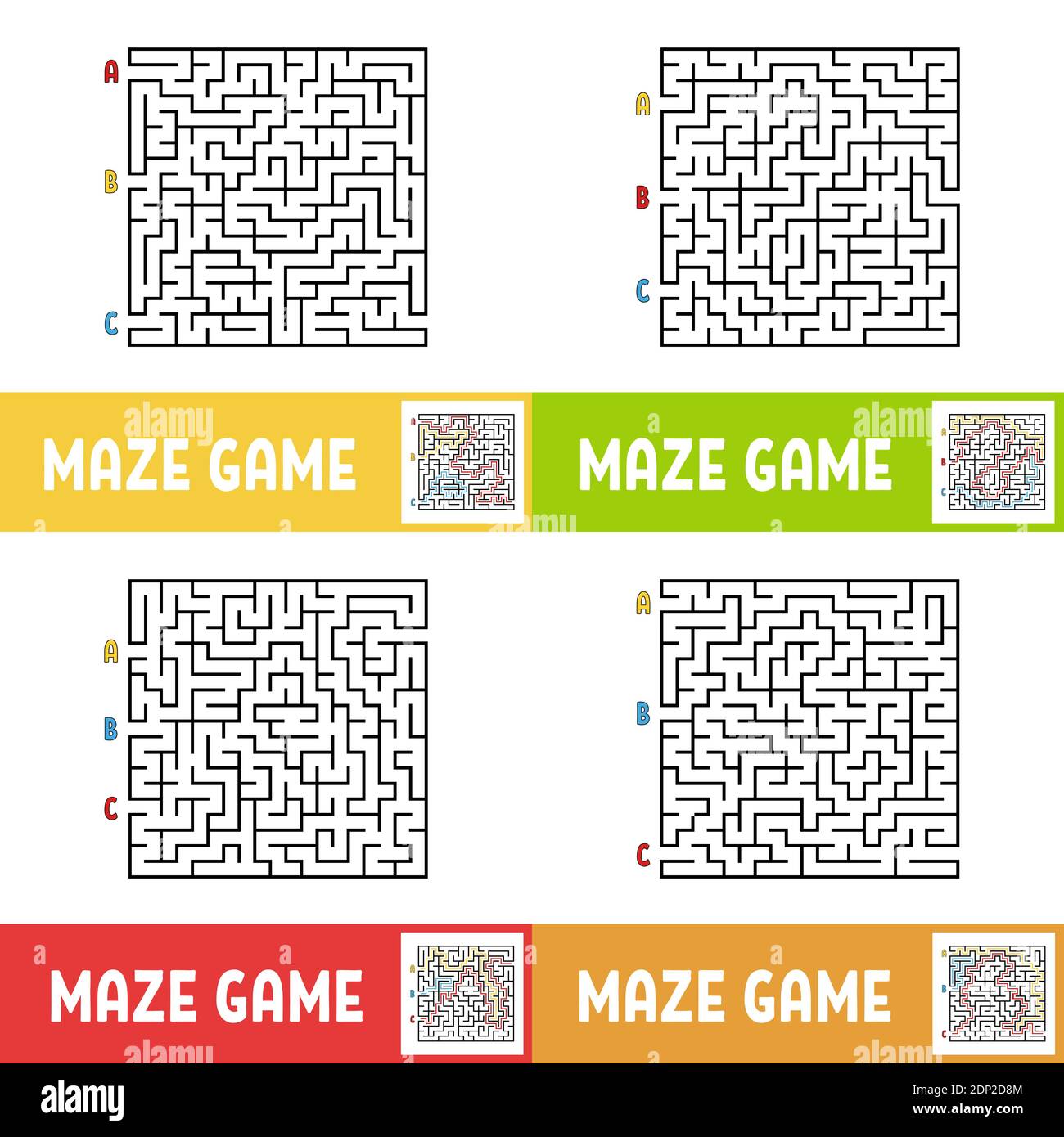 A set of mazes. Game for kids. Puzzle for children. Maze conundrum ...