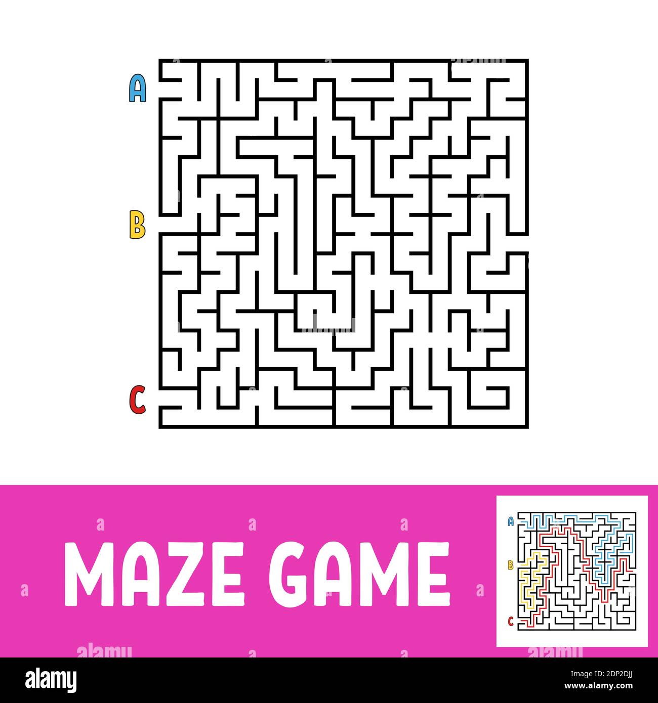Colored square labyrinth. Game for kids. Puzzle for children. Maze ...