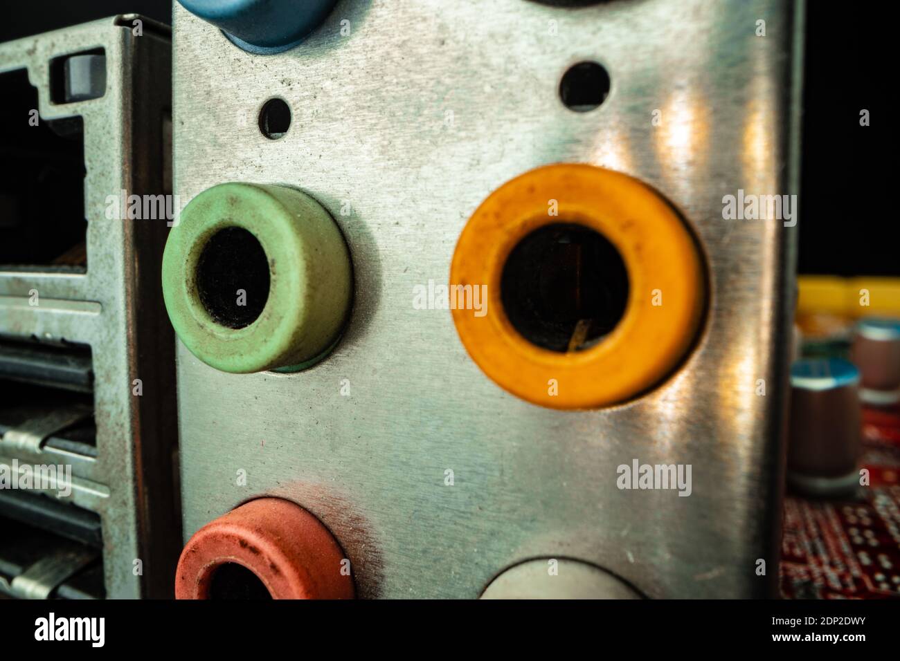 Ports and outputs at computer system unit macro Stock Photo - Alamy