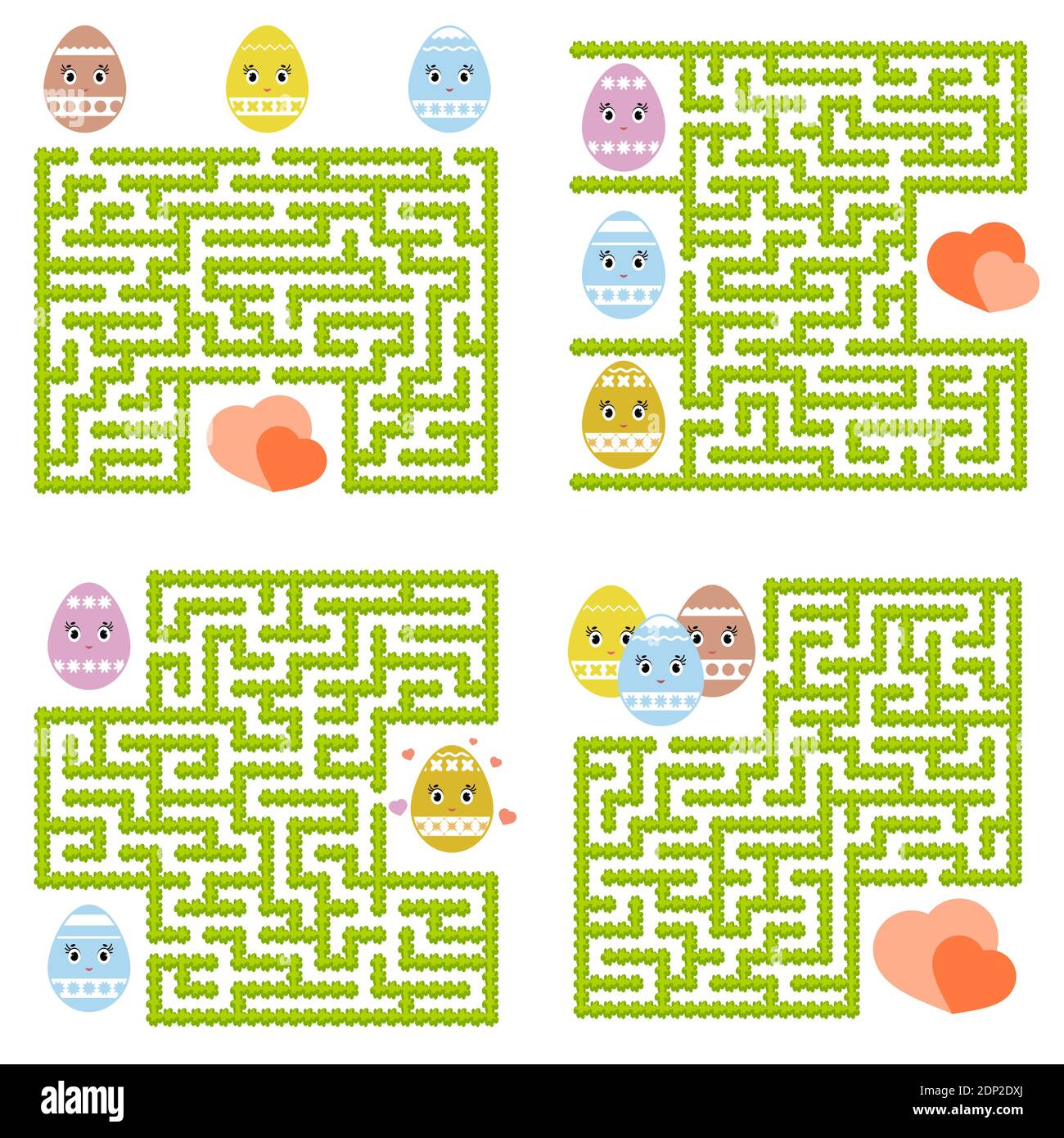 A set of mazes. Cartoon style. Visual worksheets. Activity page. Game ...