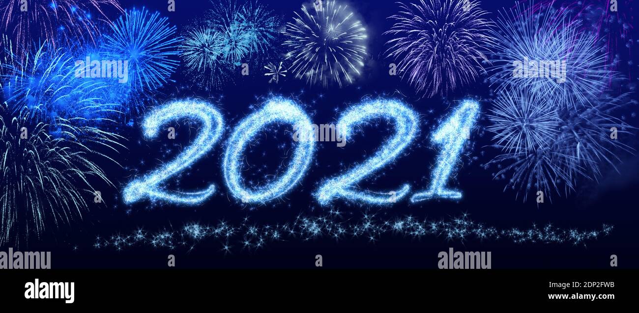 New Year's Eve 2021 - sparkling year date with fireworks Stock Photo ...