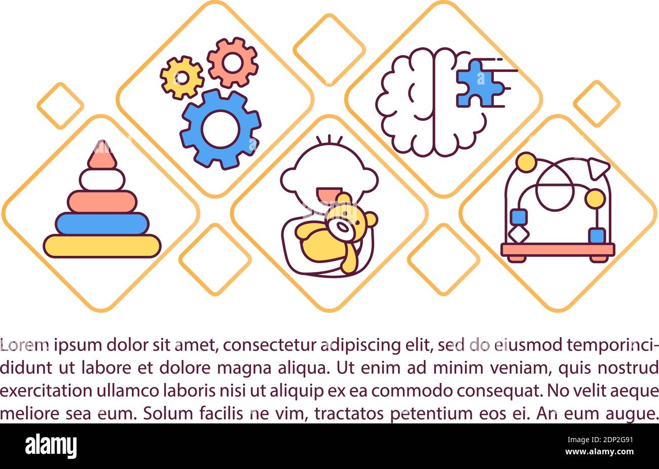 Cognitive development in early childhood concept icon with text Stock ...