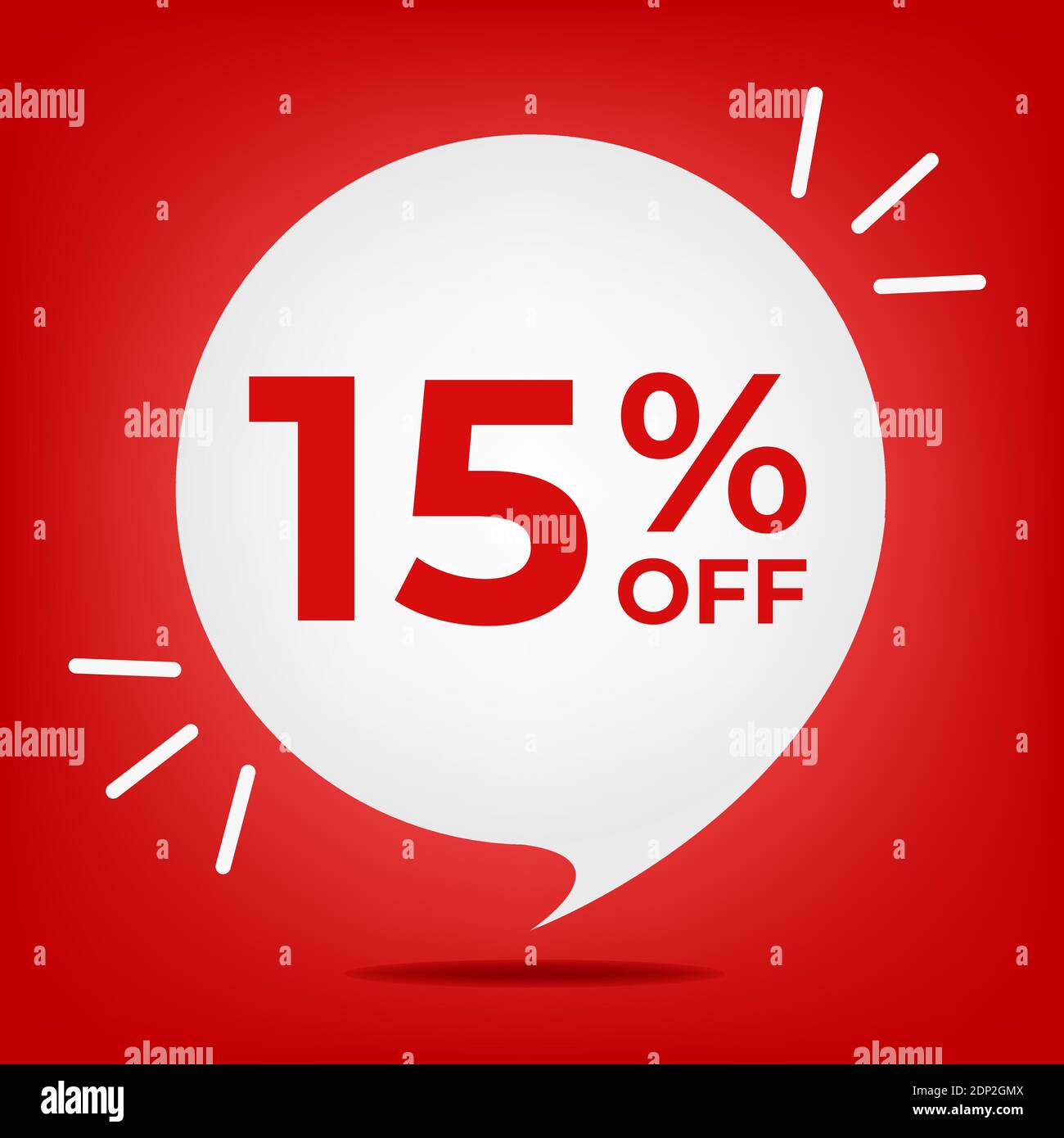 15 percent off. Banner with fifteen percent discount. White bubble on a ...
